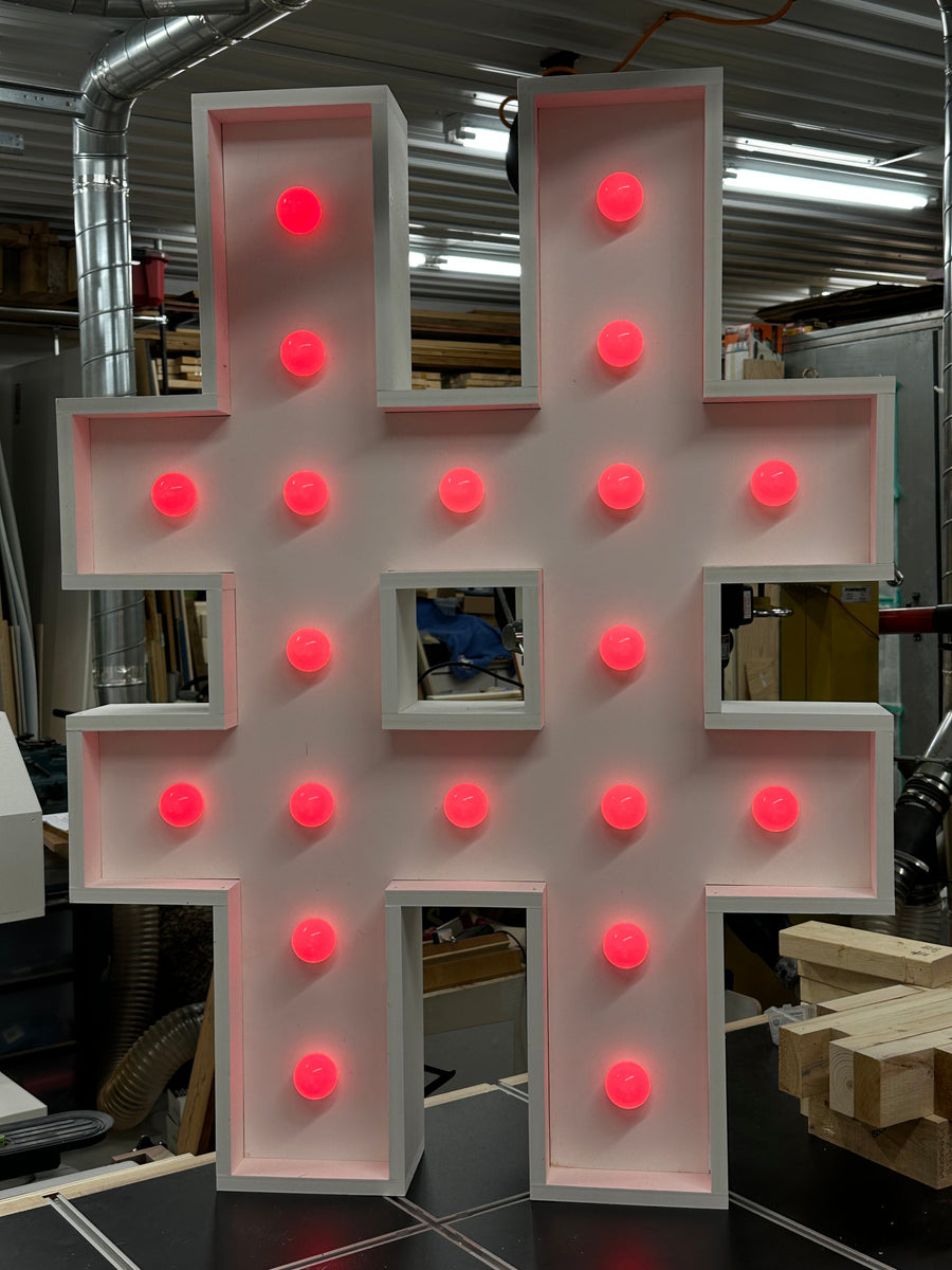 4ft Marquee Hashtag Symbol # – Worked Wood